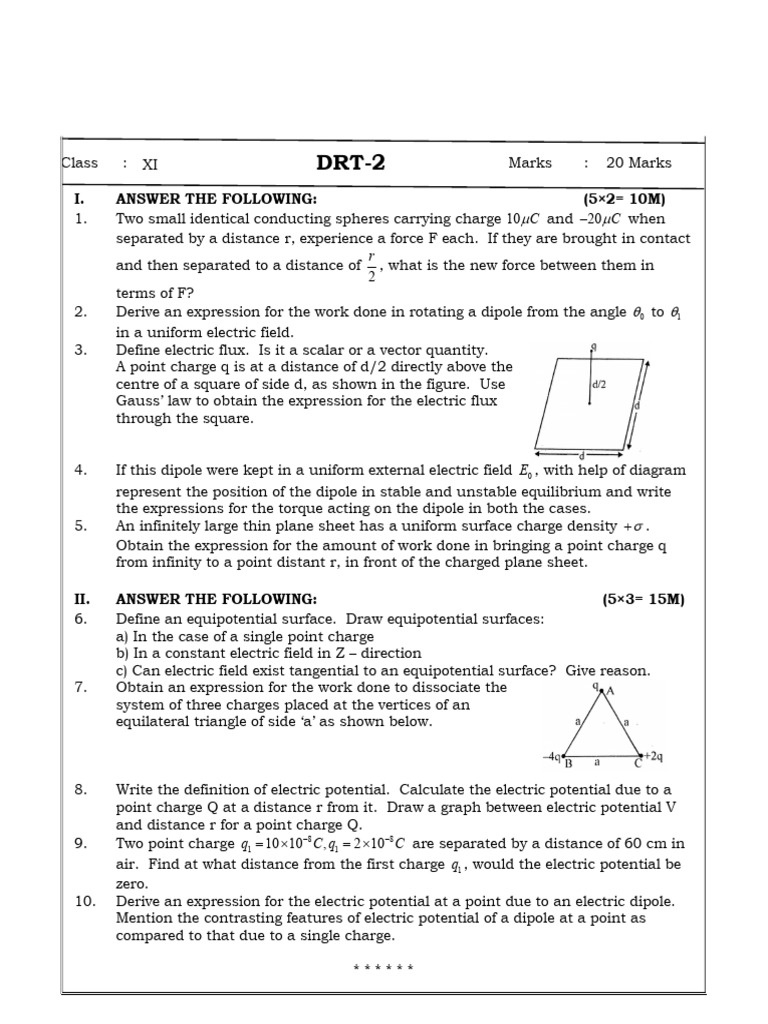 Physics Exam: Electric Forces & Potential | PDF | Electric Field | Flux