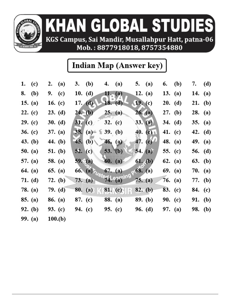 Indian Map Quiz Answer Key | PDF