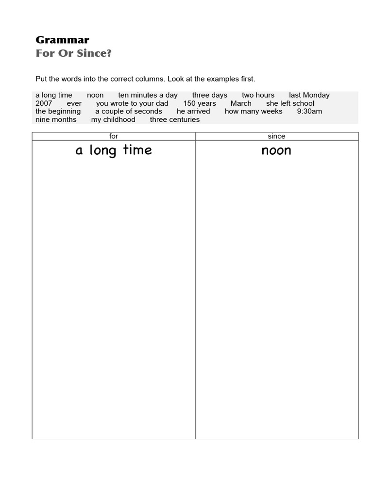 For Since Time Expressions | PDF