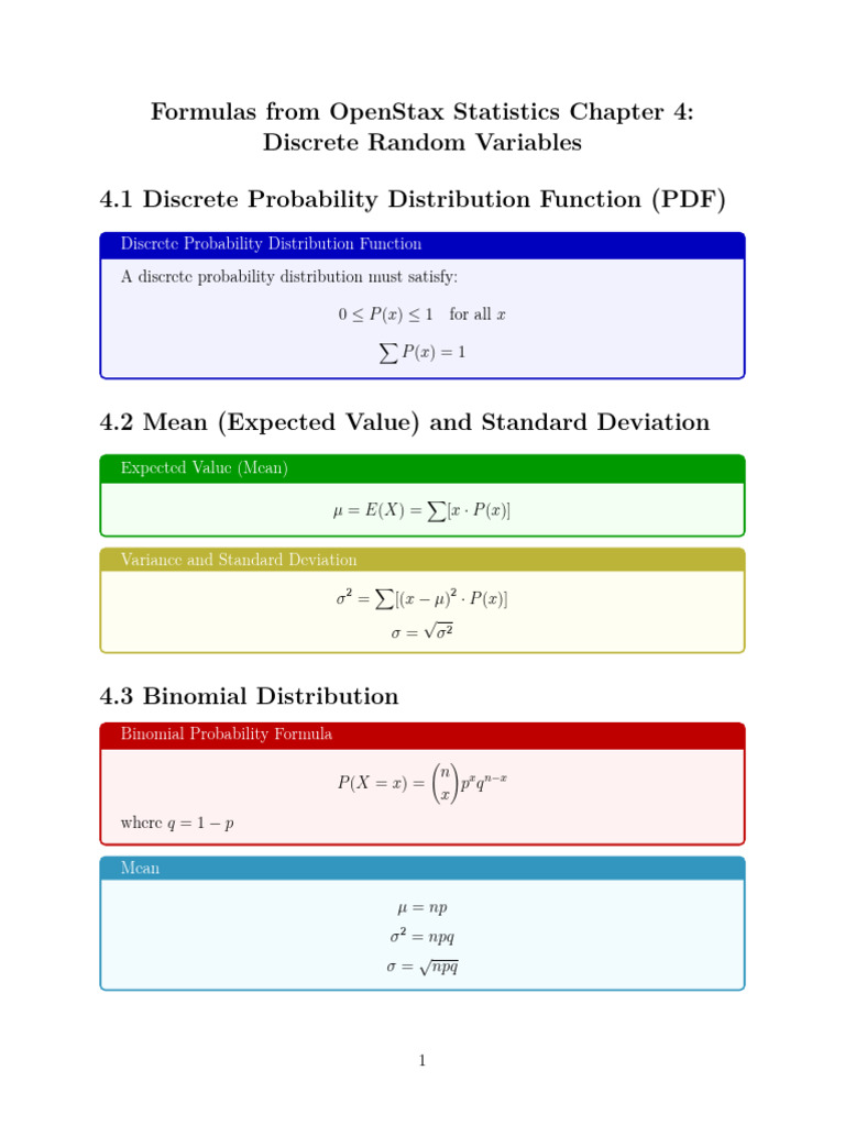 Compiled Formulas in Stats Chapter 4 | PDF | Probability Distribution ...