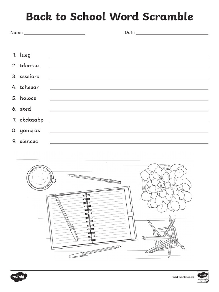 Back To School Word Scramble Activity Sheets | PDF