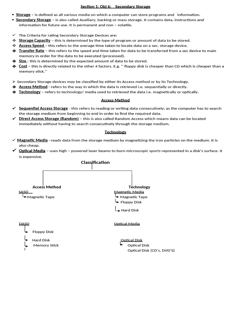 1.6 Secondary Storage Classification | PDF | Computer Data Storage ...