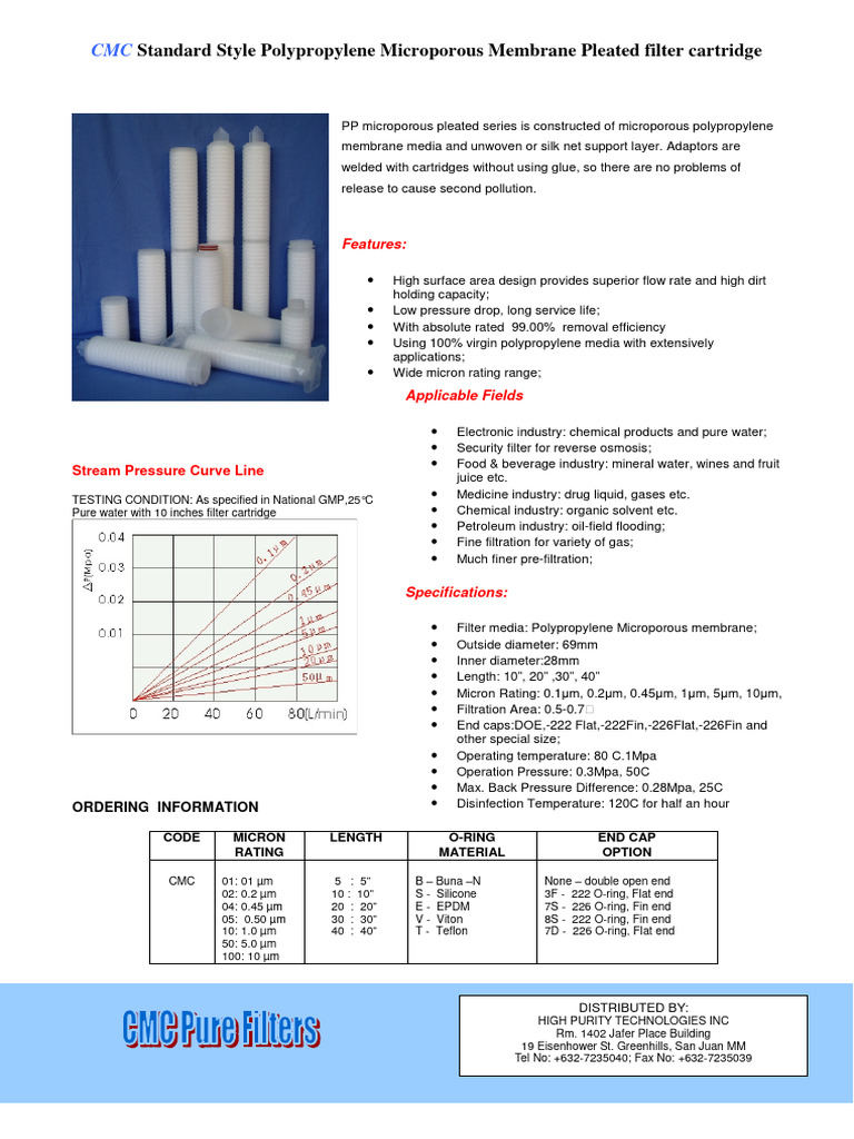 Polypropylene Microporous Filter Cartridge | PDF | Water | Filtration