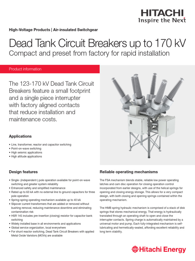 170 kV Dead Tank Circuit Breakers Guide | PDF | Capacitor | Electricity