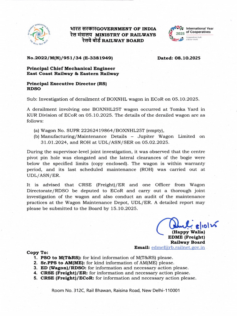 05.10.25 Derailment TOMKA_KUR-ECOR Joint Note | PDF | Rail Transport ...