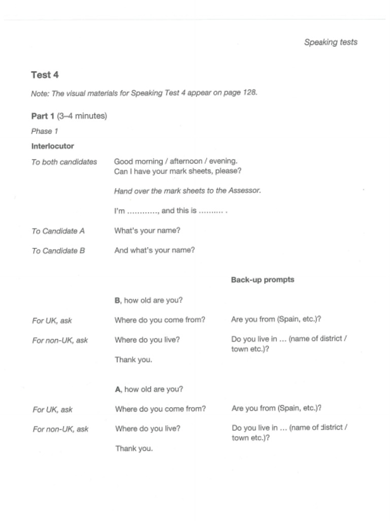 Ket Speaking Test 4 | PDF