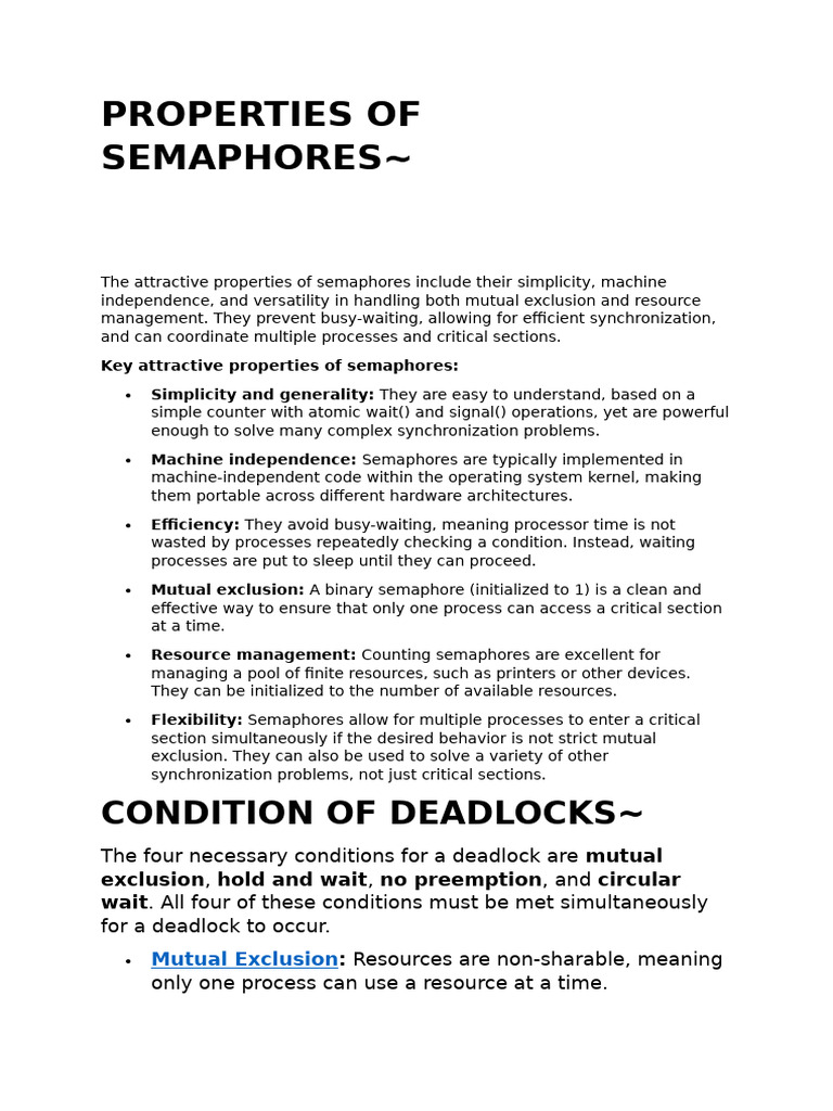 Properties of Semaphores | PDF | Process (Computing) | Concurrency (Computer Science)