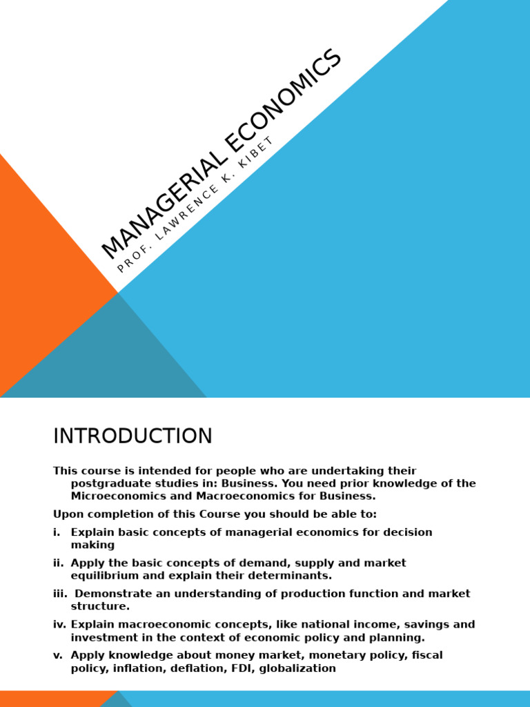 Managerial Economics Course Overview | PDF | Economics | Macroeconomics