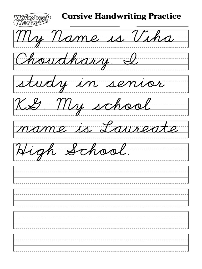 WorksheetWorks Cursive Handwriting Practice 1 | PDF