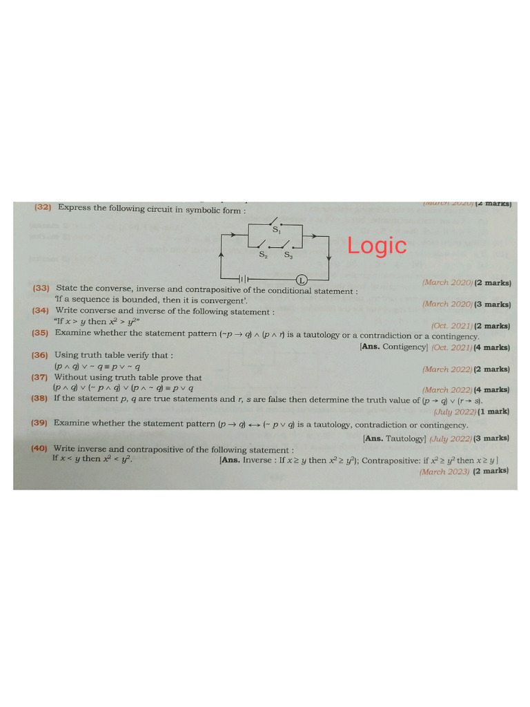 PYQ's Maths Part1 | PDF