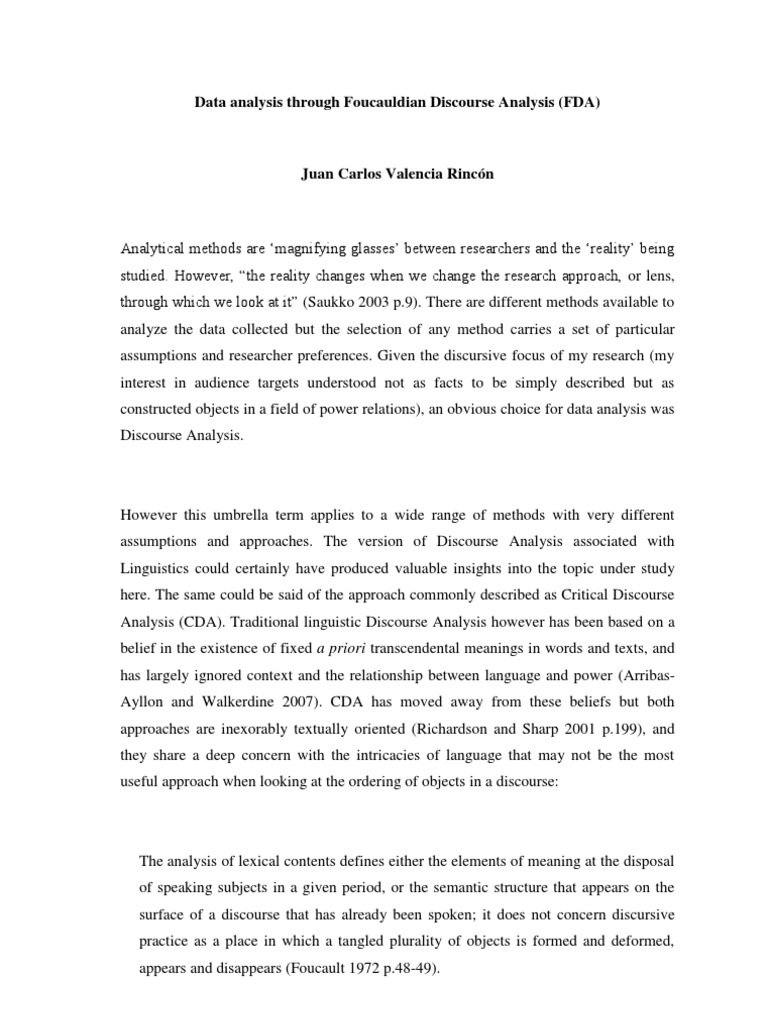 Foucauldian Discourse Analysis | Discourse | Michel Foucault