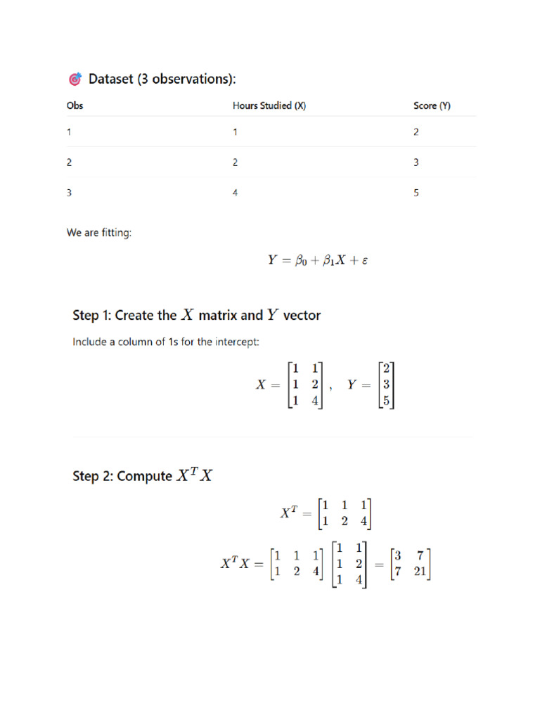OLS Example Matrix | PDF