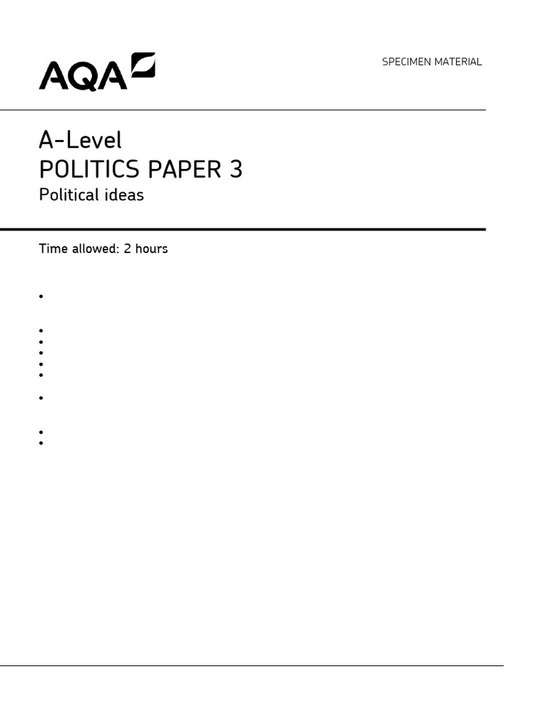 A-Level Politics Paper 3: Political Ideas | PDF | Socialism | Ideologies