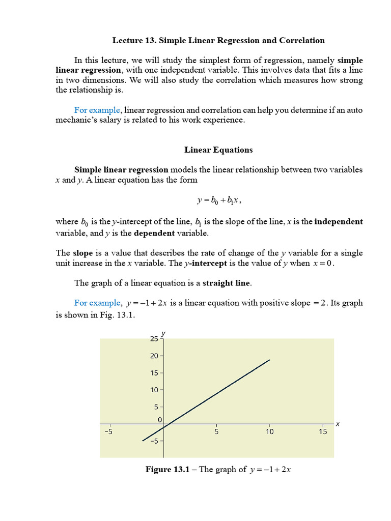 Simple Linear Regression Basics | PDF | Coefficient Of Determination ...