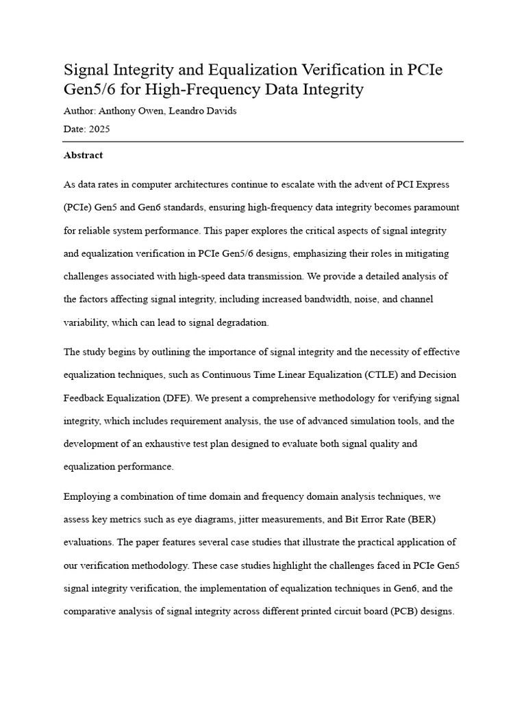PCIe Gen5/6 Signal Integrity Verification | PDF | Simulation | Formal ...