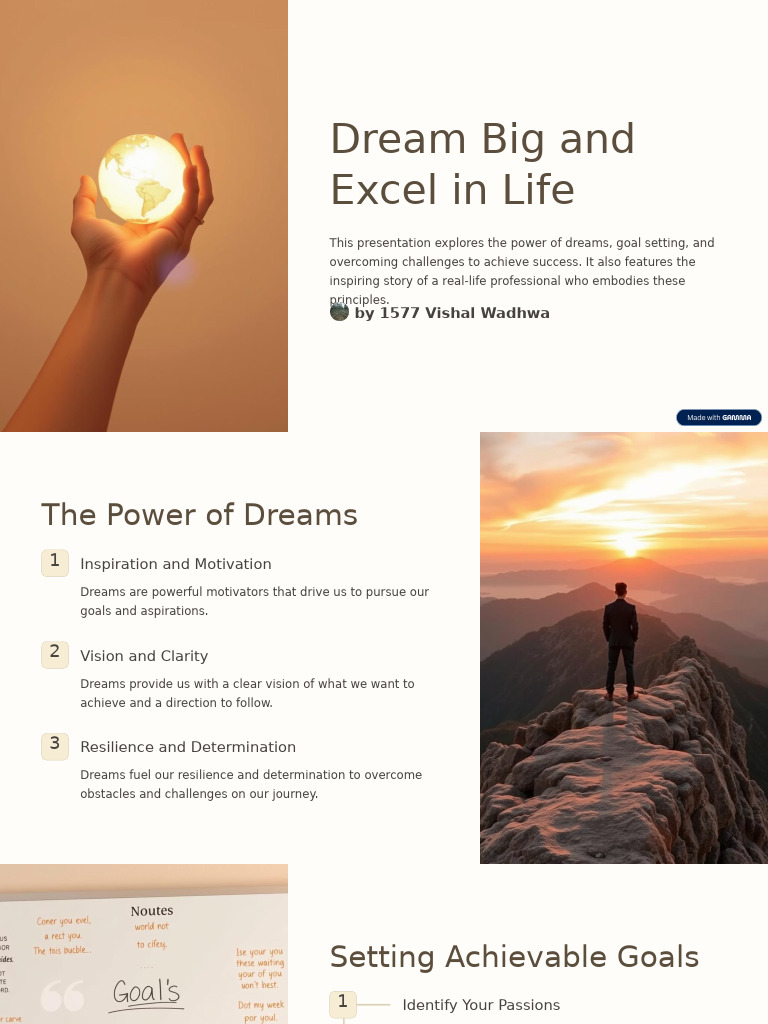 Dream Big and Excel in Life | PDF | Goal | Goal Setting