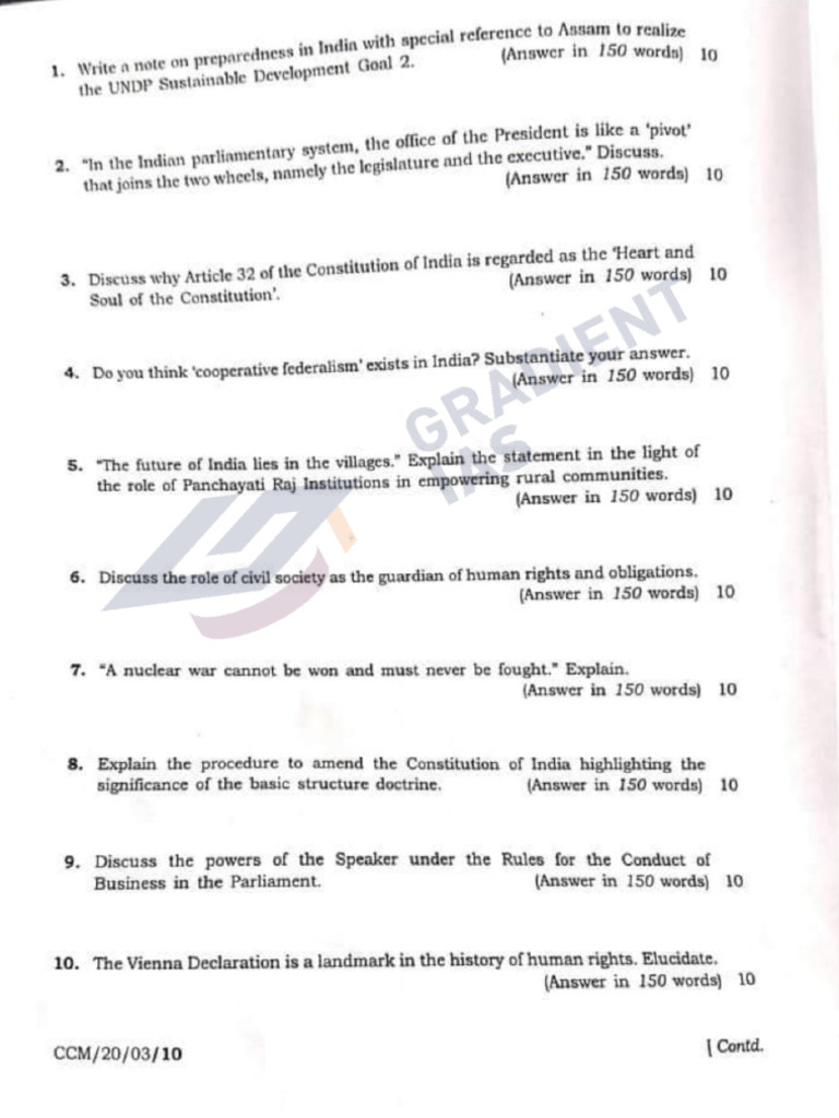APSC Mains 2020 - GS Paper 2 | PDF