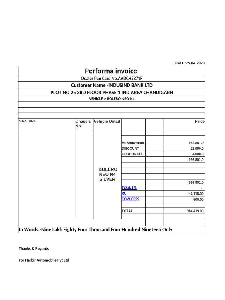 Performa Invoice | PDF