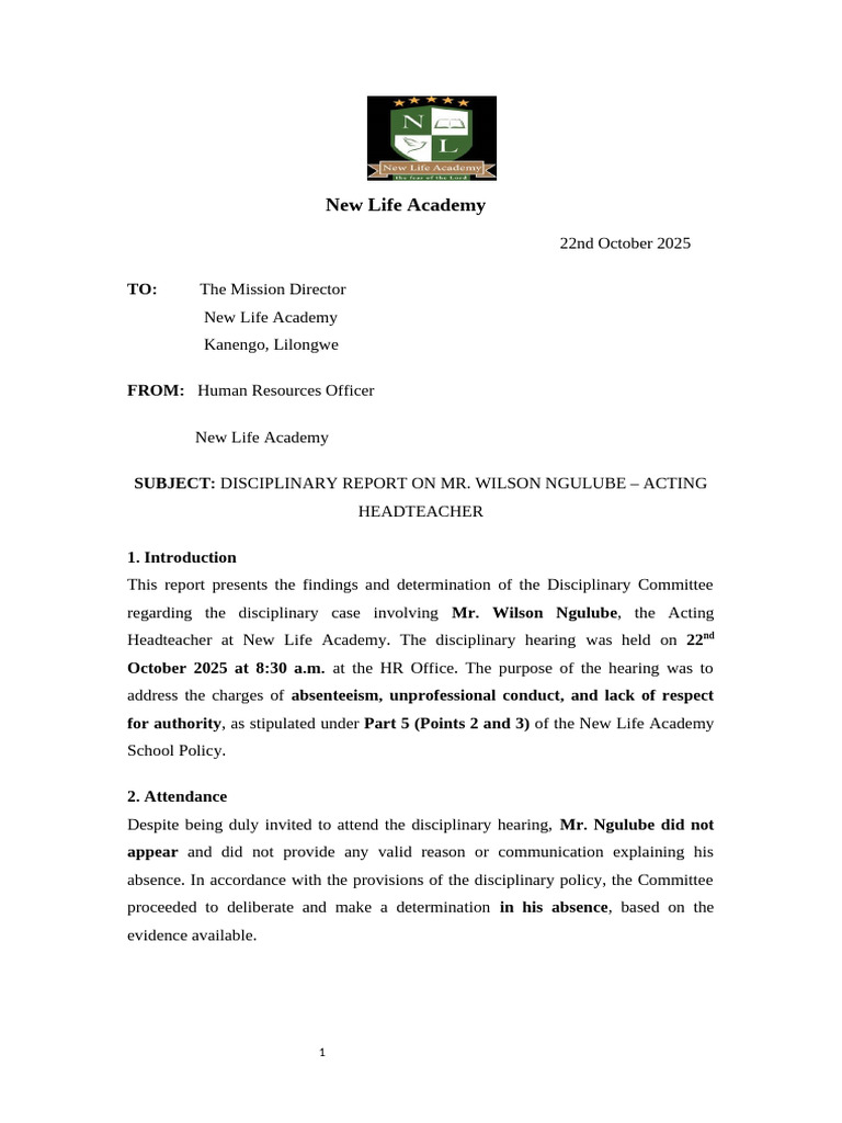 Disciplinary Report | PDF | Justice | Crime & Violence