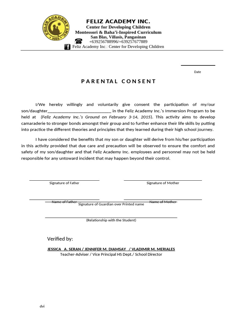 Parents Consent | PDF