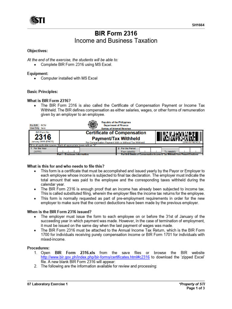 07 Laboratory Exercise 1(2) | PDF | Income Tax | Taxes