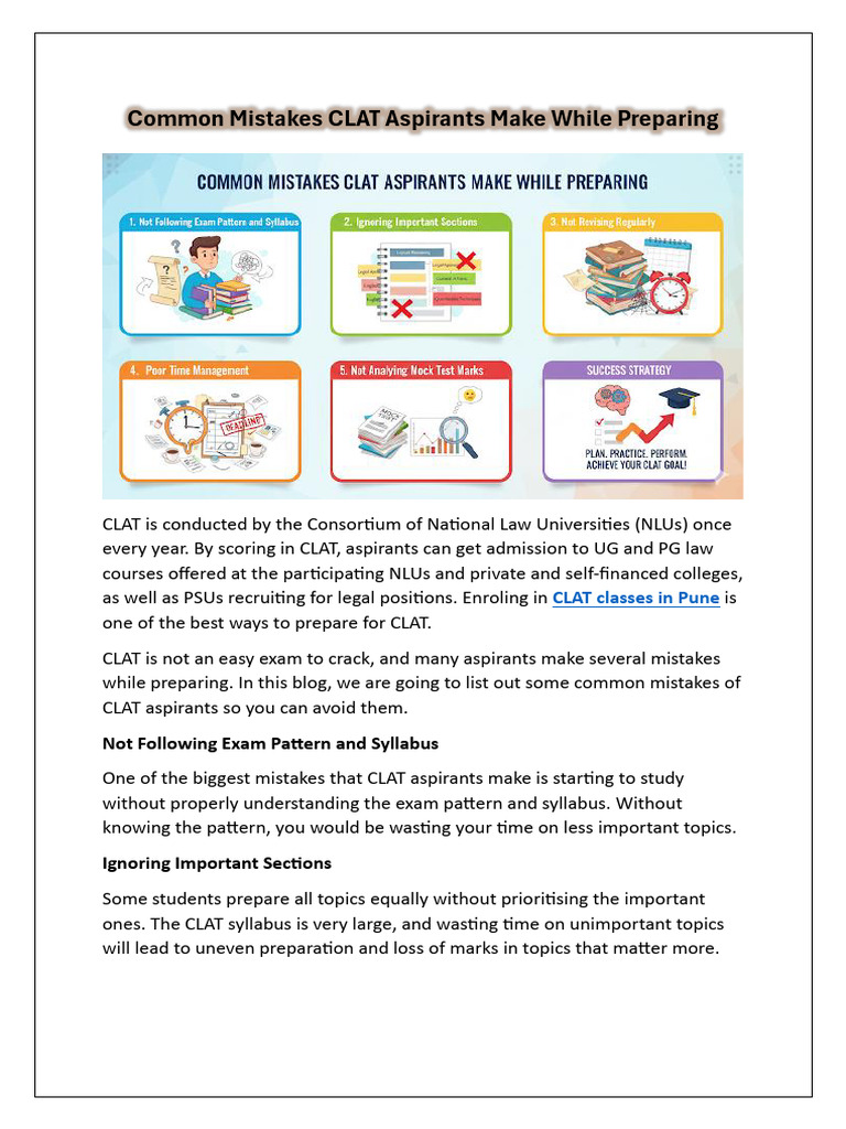 Common Mistakes CLAT Aspirants Make While Preparing | PDF