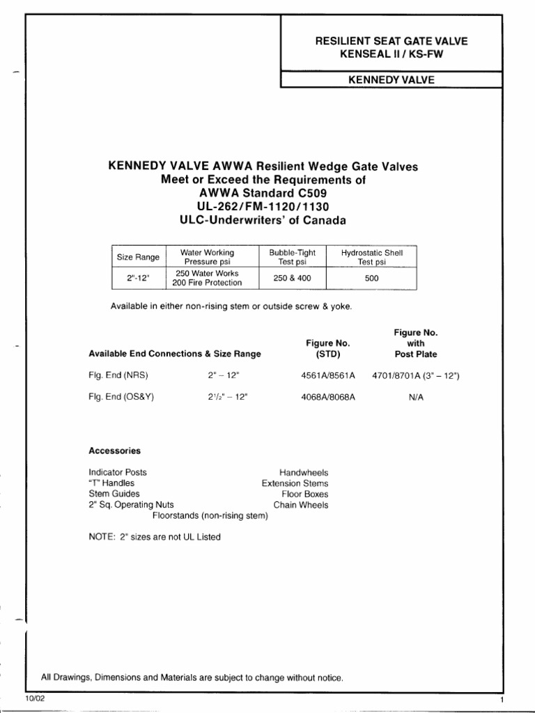 Kennedy OS&Y 8000 Gate Valve - Cast Iron | PDF