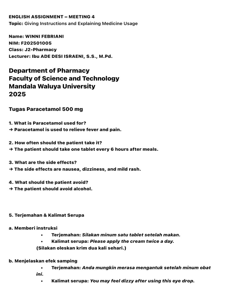 ENGLISH ASSIGNMENT – MEETING 4?Topic- Giving Instructions and ...