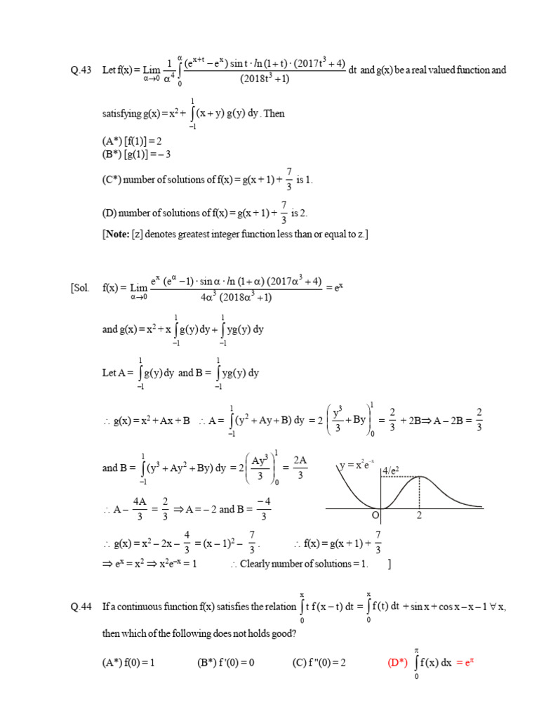 Definite Integ Sheet 3 Mcq (Bmdp) With Answers | PDF | Functions And ...