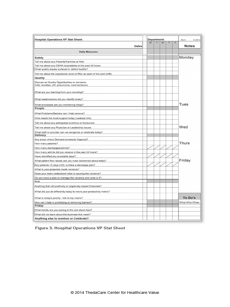 Hospital Operations VP Stat Sheet | PDF