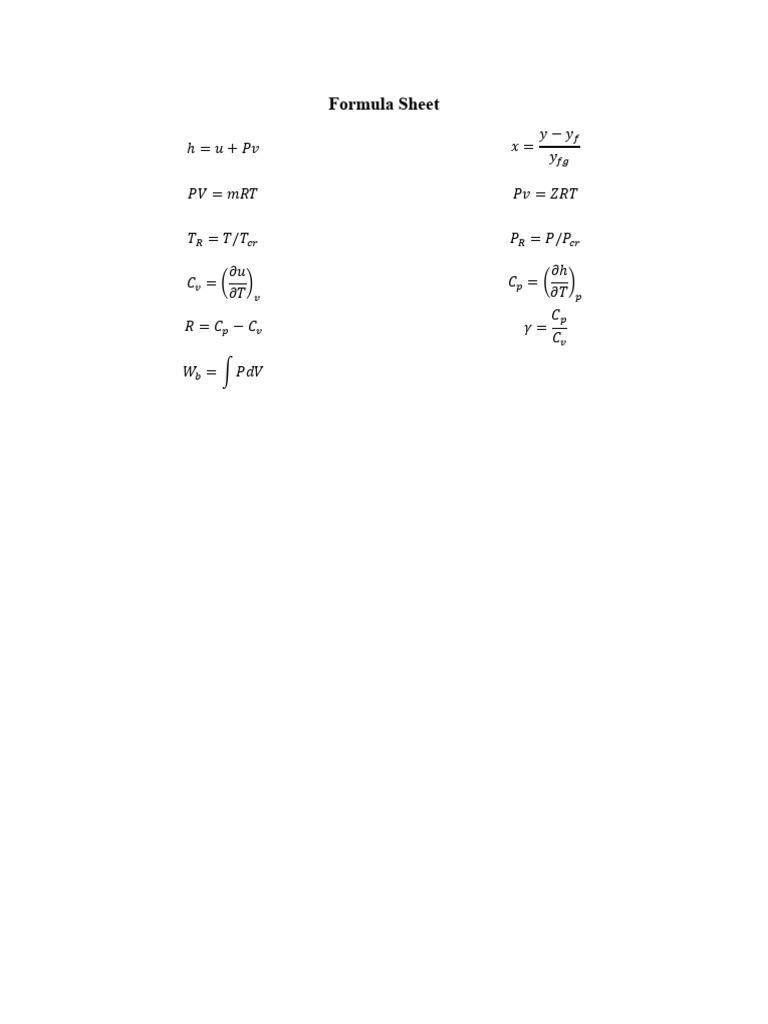 ENGN2610 - Formula Sheet | PDF