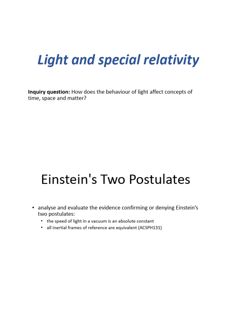 Activity M Einstein's Postulates | PDF | Special Relativity | Light