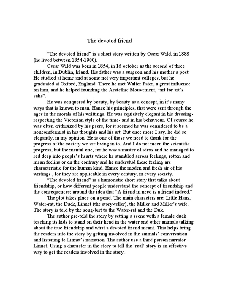 The Devoted Friend | PDF | Oscar Wilde