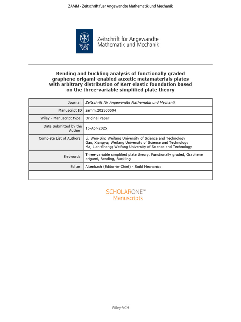 2025 - Wenbin Li - Bending and Buckling Analysis of Functionally Graded ...