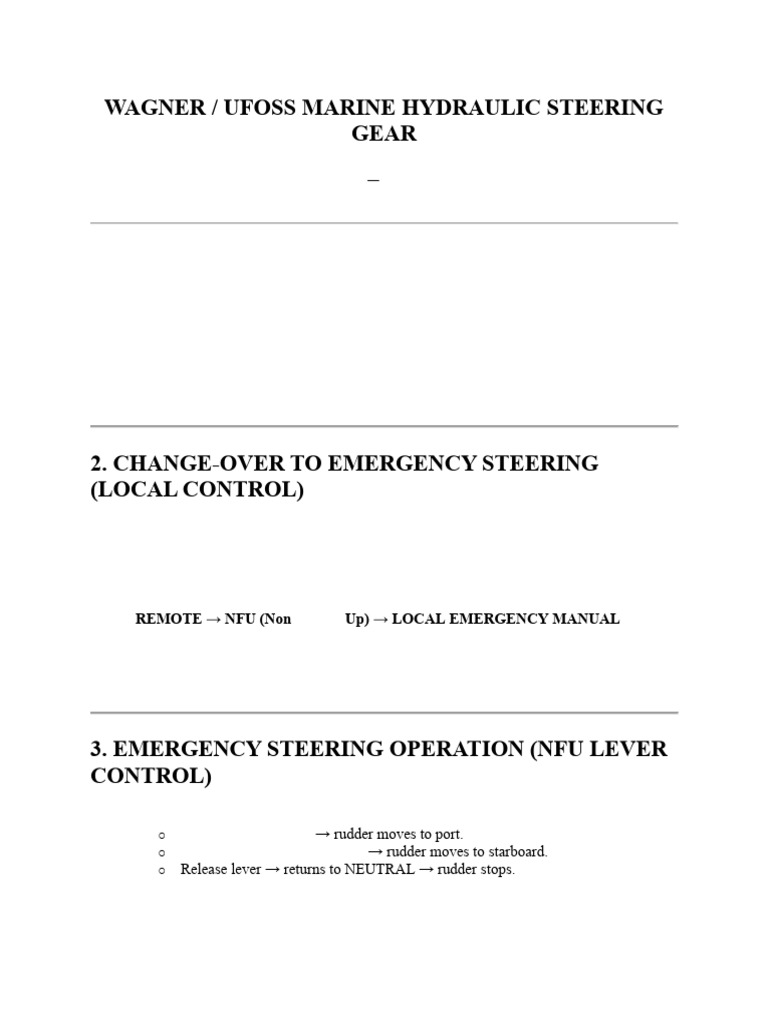 Emergency Hydraulic Steering Procedures | PDF | Steering | Pump