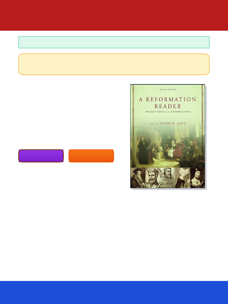 A Reformation Reader Primary Texts with Introductions 2nd Edition Denis ...