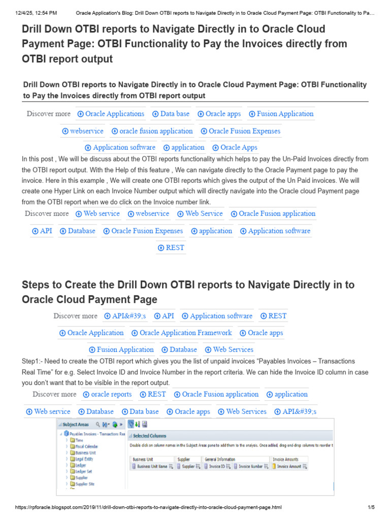 OTBI Reports for Oracle Cloud Payments | PDF | Web Service | Databases