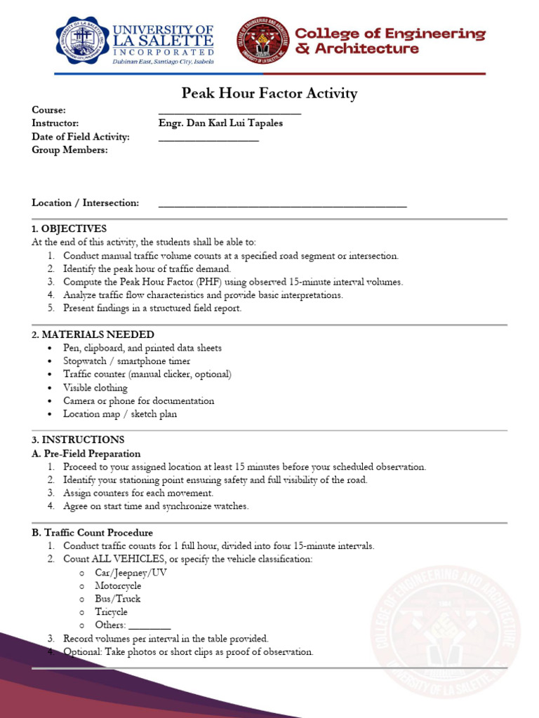 Peak Hour Factor Traffic Analysis Guide | PDF | Traffic | Intersection ...