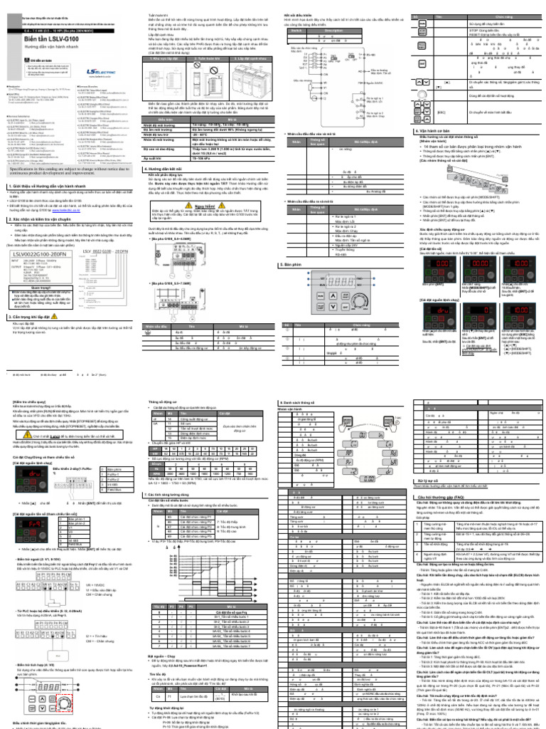 Huong Dan Cai Dat Bien Tan Inverter LS G100 Chi Tiet | PDF