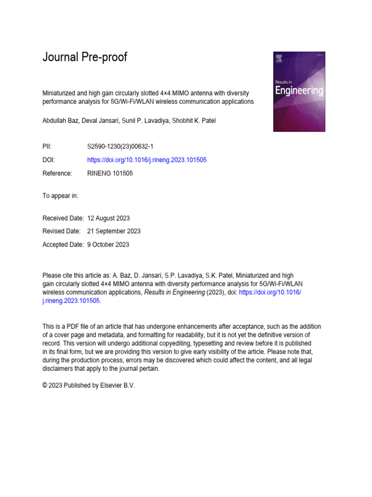Miniaturized and High Gain Circularly Slotted 4×4 MIMO Antenna With ...