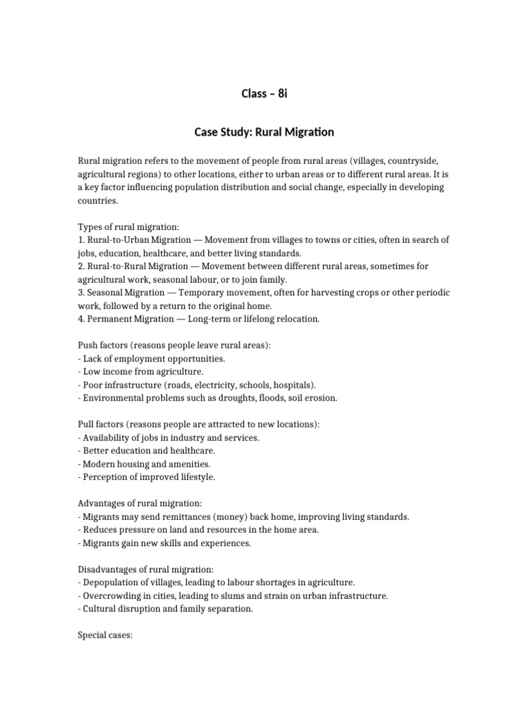 rural_migration_case_study | PDF | Human Migration | Urbanization