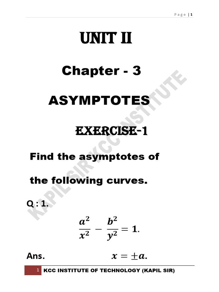 Unit II Chapter 3 (Asymptotes) | PDF | Asymptote | Manifold