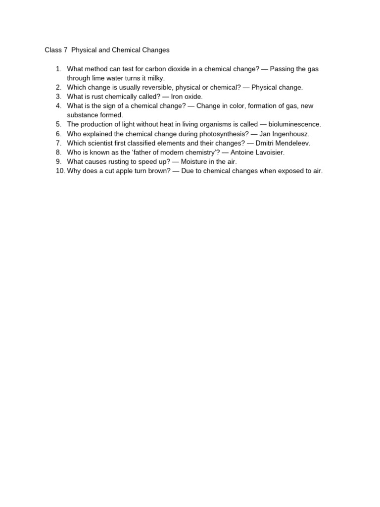 CL 7 Physical Change GK | PDF