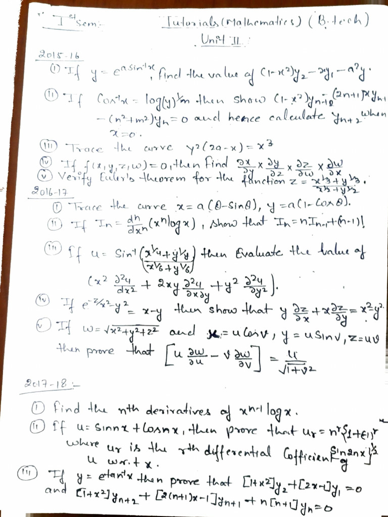 2nd Unit Tutorial Sheet | PDF