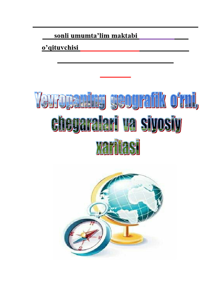 9-Sinf Geografiya Fanidan Yevropaning Geografik o'Rni, Chegaralari Va ...