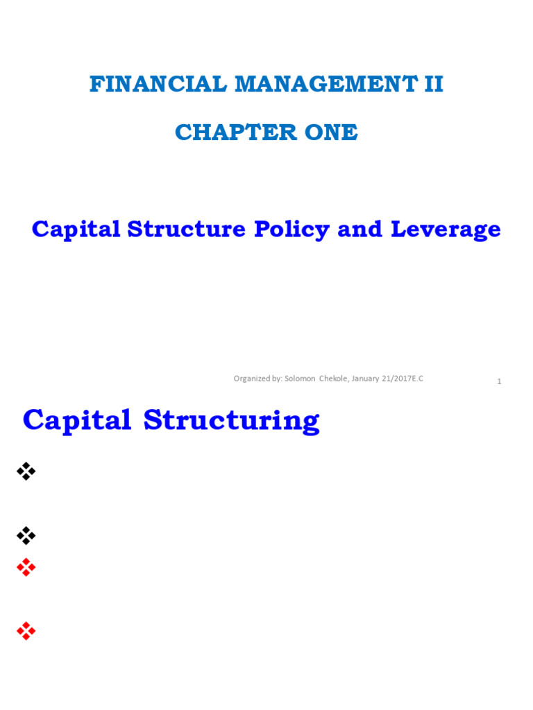 Capital Structure and Financial Leverage | PDF | Capital Structure ...