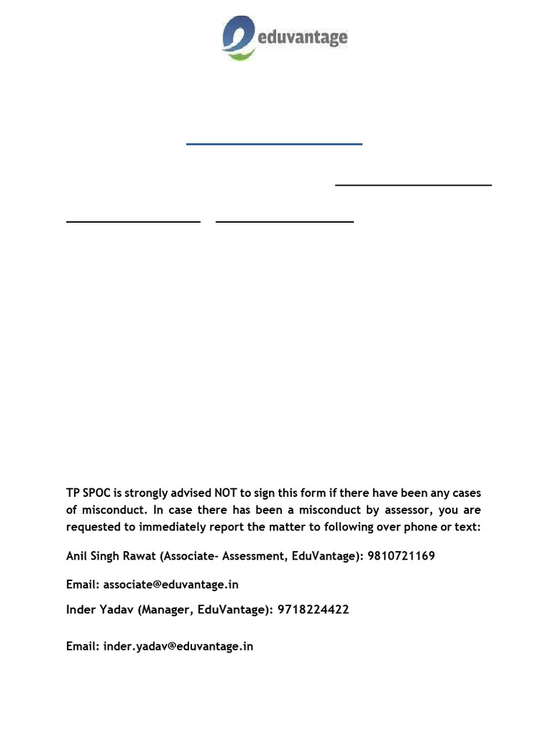 TP Declaration Form for Assessment Completion | PDF