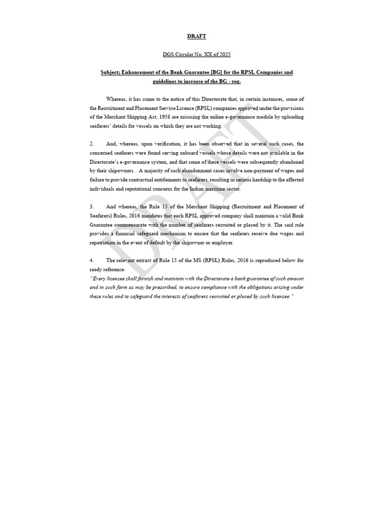 RPSL - Bank Guarantee Increase | PDF | Audit | Sailor