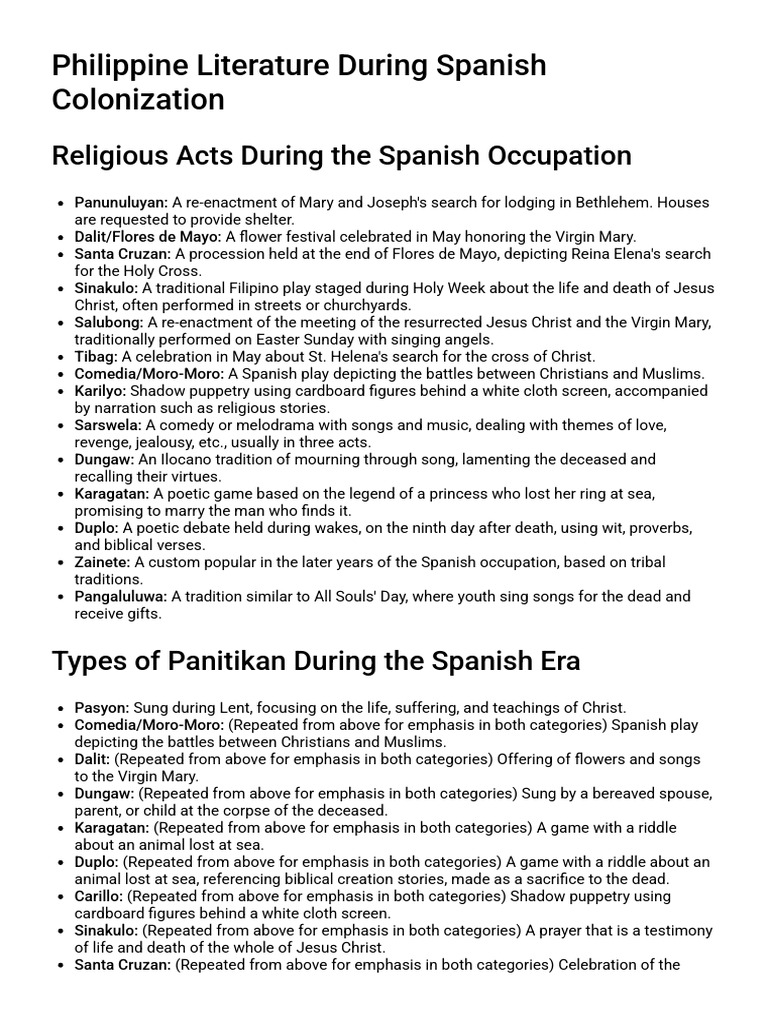 Philippine Literature in Spanish Era | PDF | Philippines