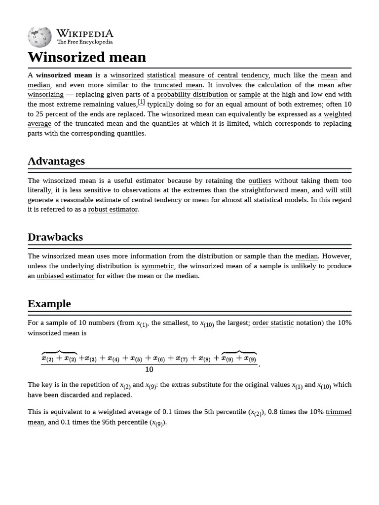 Winsorized Mean | PDF